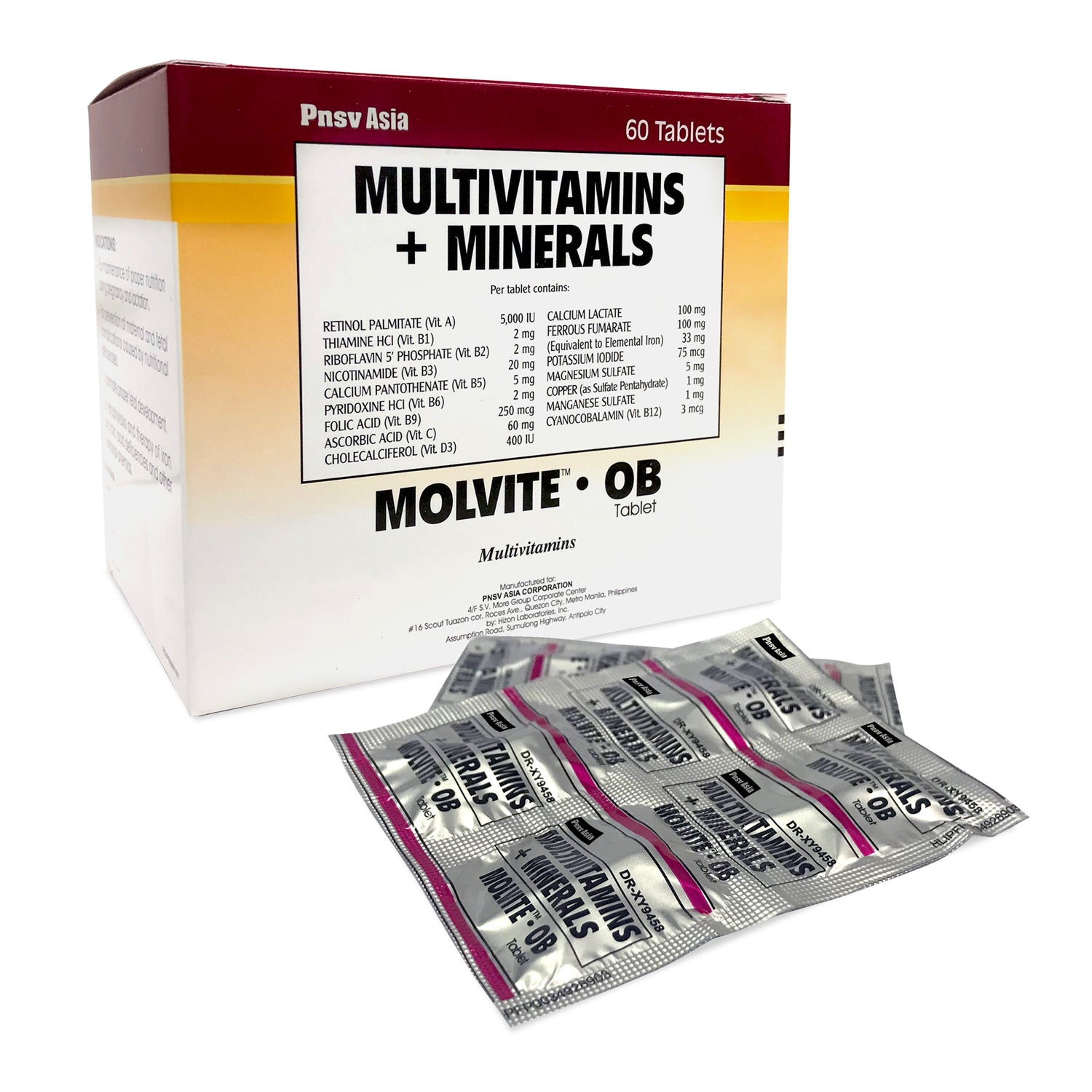 Buy Molvite ob multivitamins / minerals tablet 20s online with MedsGo ...