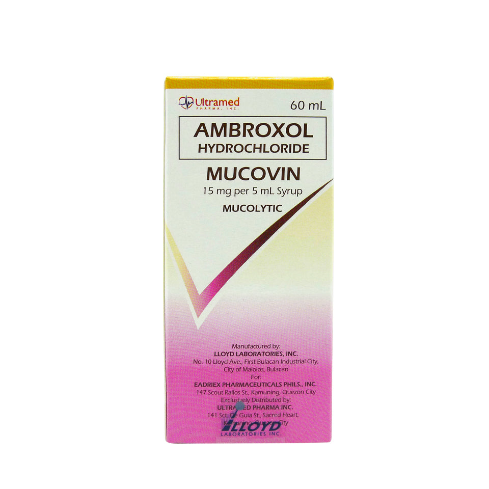 MUCOVIN Ambroxol Hydrochloride 15mg / 5mL Syrup 60mL price in the ...