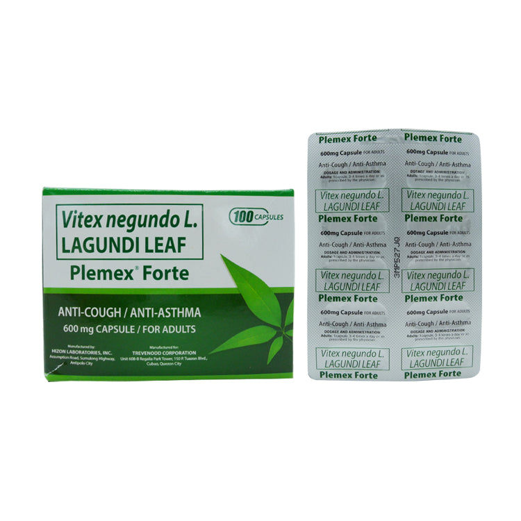 PLEMEX FORTE Vitex Negundo L. (Lagundi Leaf) 600mg Capsule 100's price ...