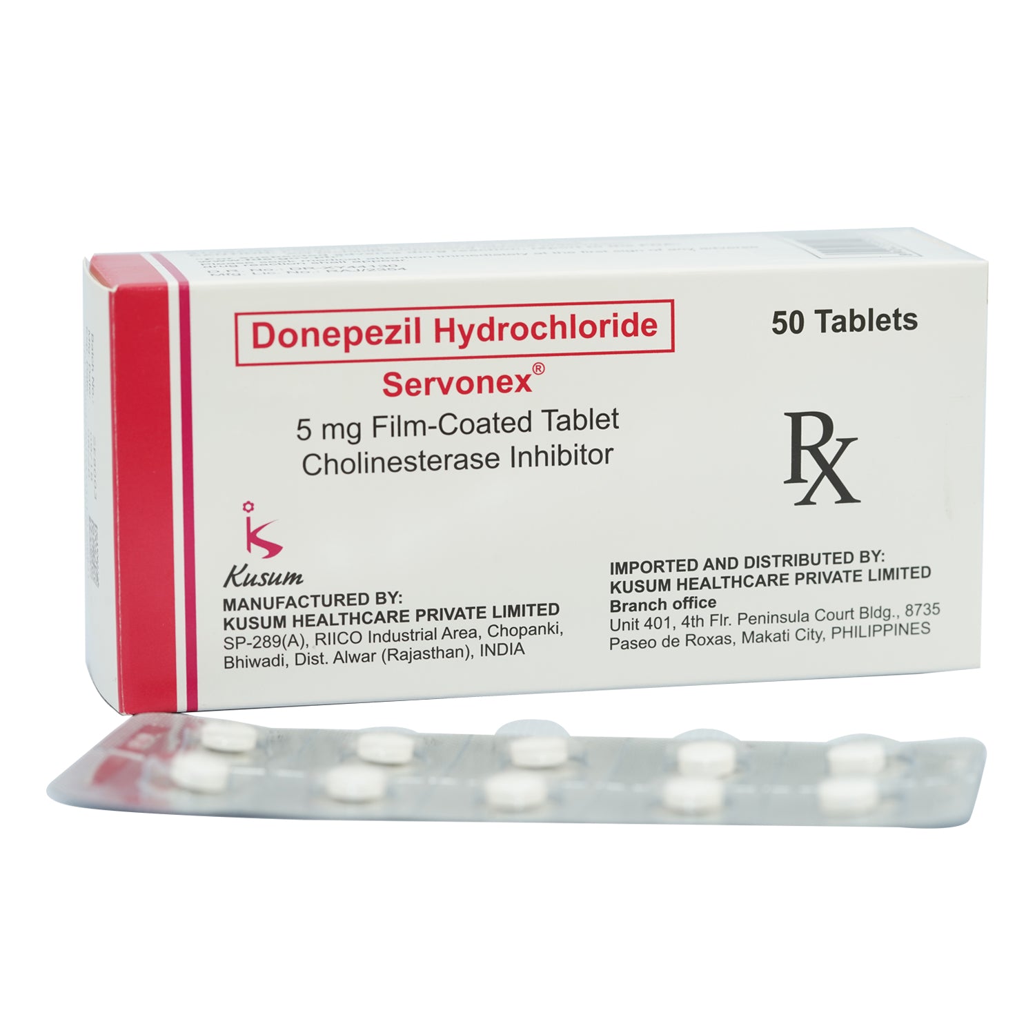 SERVONEX Donepezil Hydrochloride 5mg Film-Coated Tablet 50's price in ...