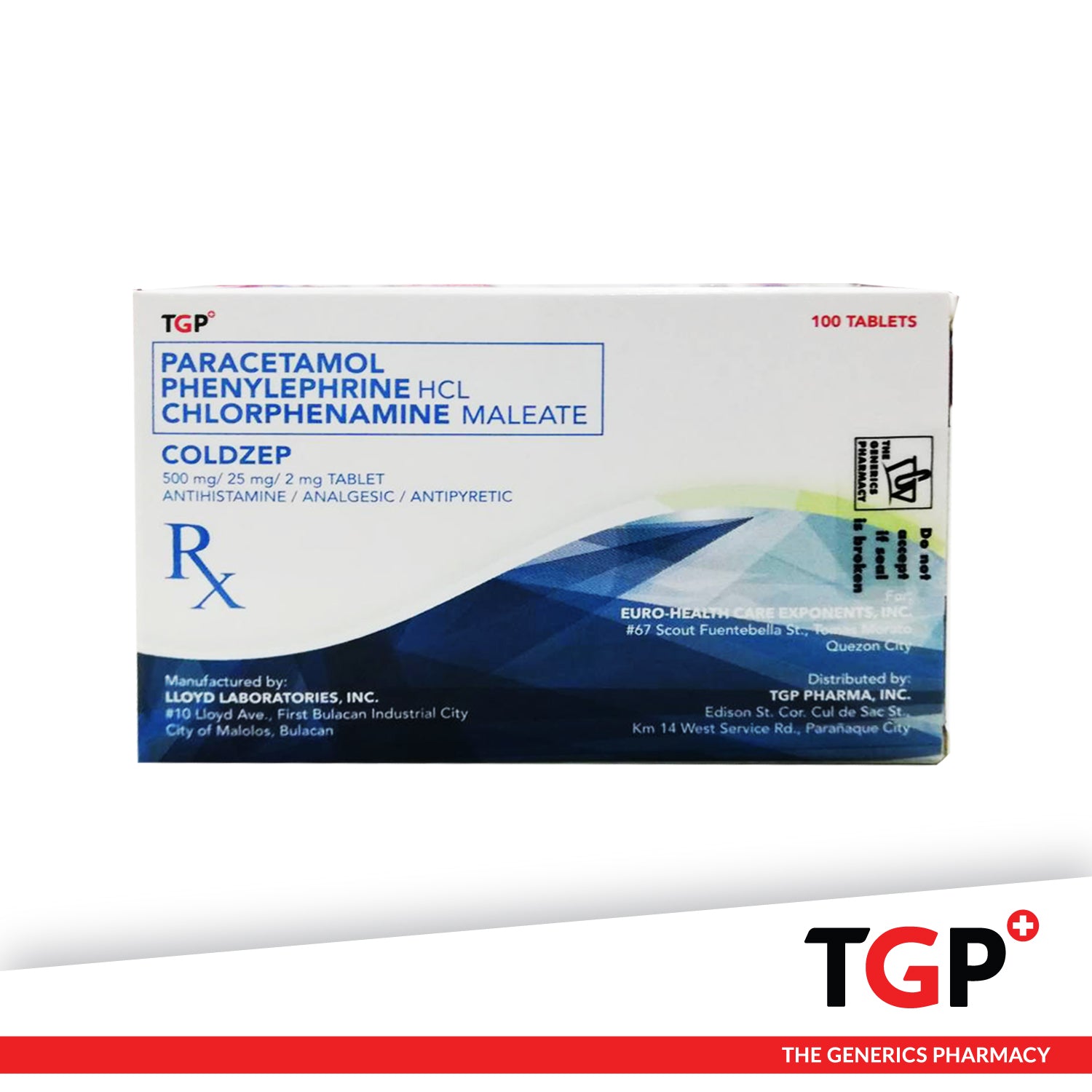 TGP COLDZEP Paracetamol / Phenylephrine Hydrochloride / Chlorphenamine ...