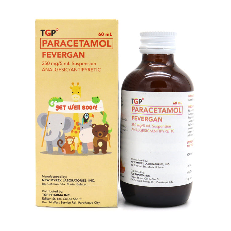 TGP FEVERGAN Paracetamol 250mg / 5mL Oral Suspension 60mL Orange price ...
