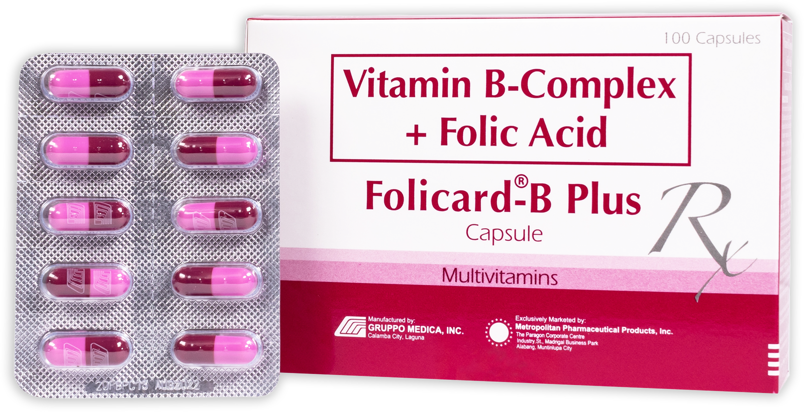 FOLICARD B-PLUS Vitamin B Complex / Folic Acid 200mg / 50mg / 500mcg ...