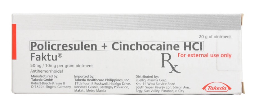Buy Faktu policresulen / cinchocaine hcl 50mg / 10mg / g ointment 20g ...