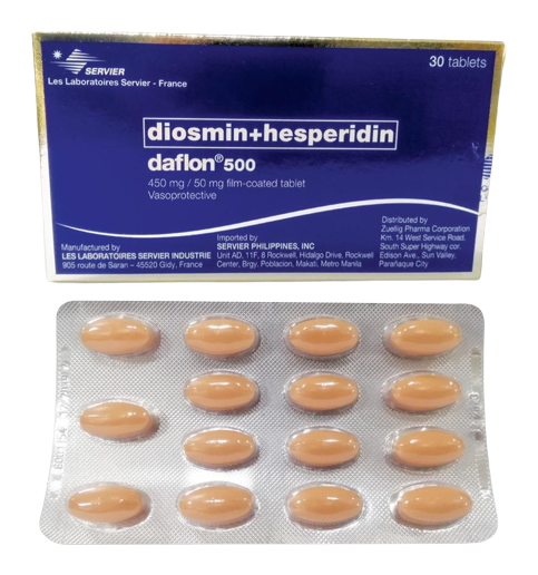 DAFLON 500 Diosmin / Hesperidin 450mg / 50mg Film-Coated Tablet 30's ...