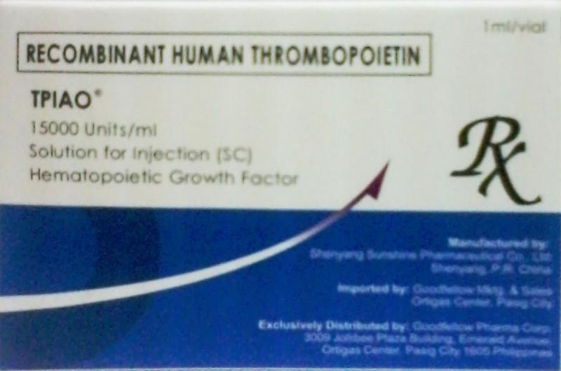 TPIAO Recombinant Human Thrombopoietin 15.000 IU / ml Solution for ...