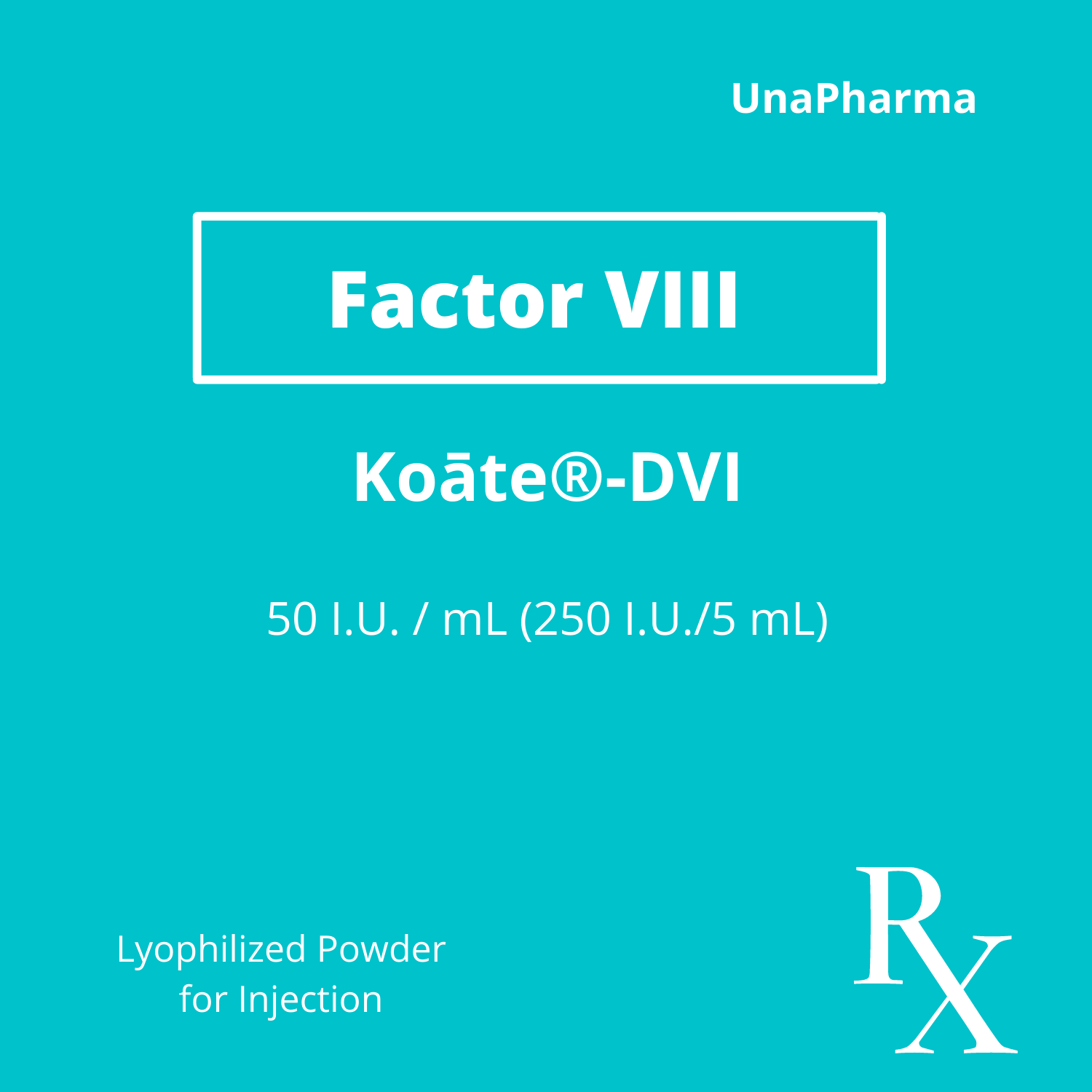 KOATE DVI Factor VIII 50IU / mL (250IU / 5 mL) Lyophilized Powder for ...