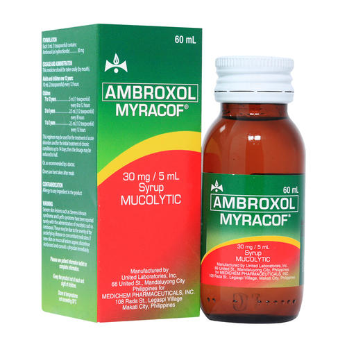 MYRACOF Ambroxol Hydrochloride 30mg / 5mL Syrup 60mL price in the ...