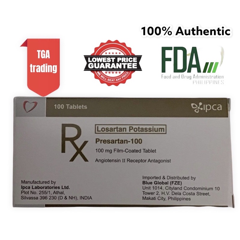 PRESARTAN-100 Losartan Potassium 100mg Film-Coated Tablet 100's price ...