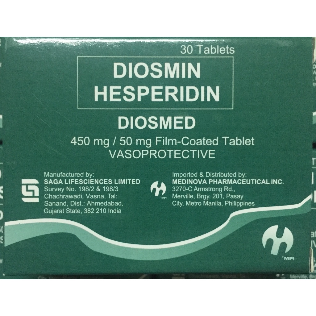 DIOSMED Diosmin / Hesperidin 450mg / 50mg Film-Coated Tablet 30's price ...