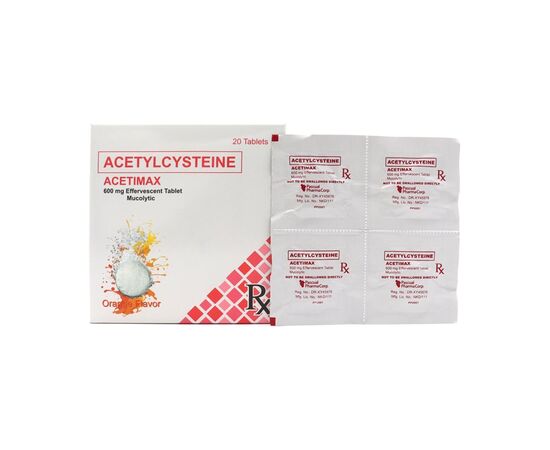 Buy Acetimax acetylcysteine 600mg effervescent tablet 1's orange online ...