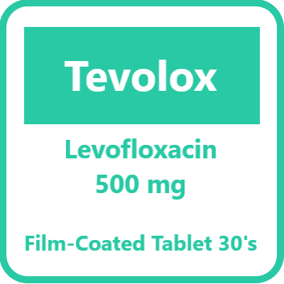 Buy Tevolox levofloxacin 500mg film-coated tablet 30's online with ...