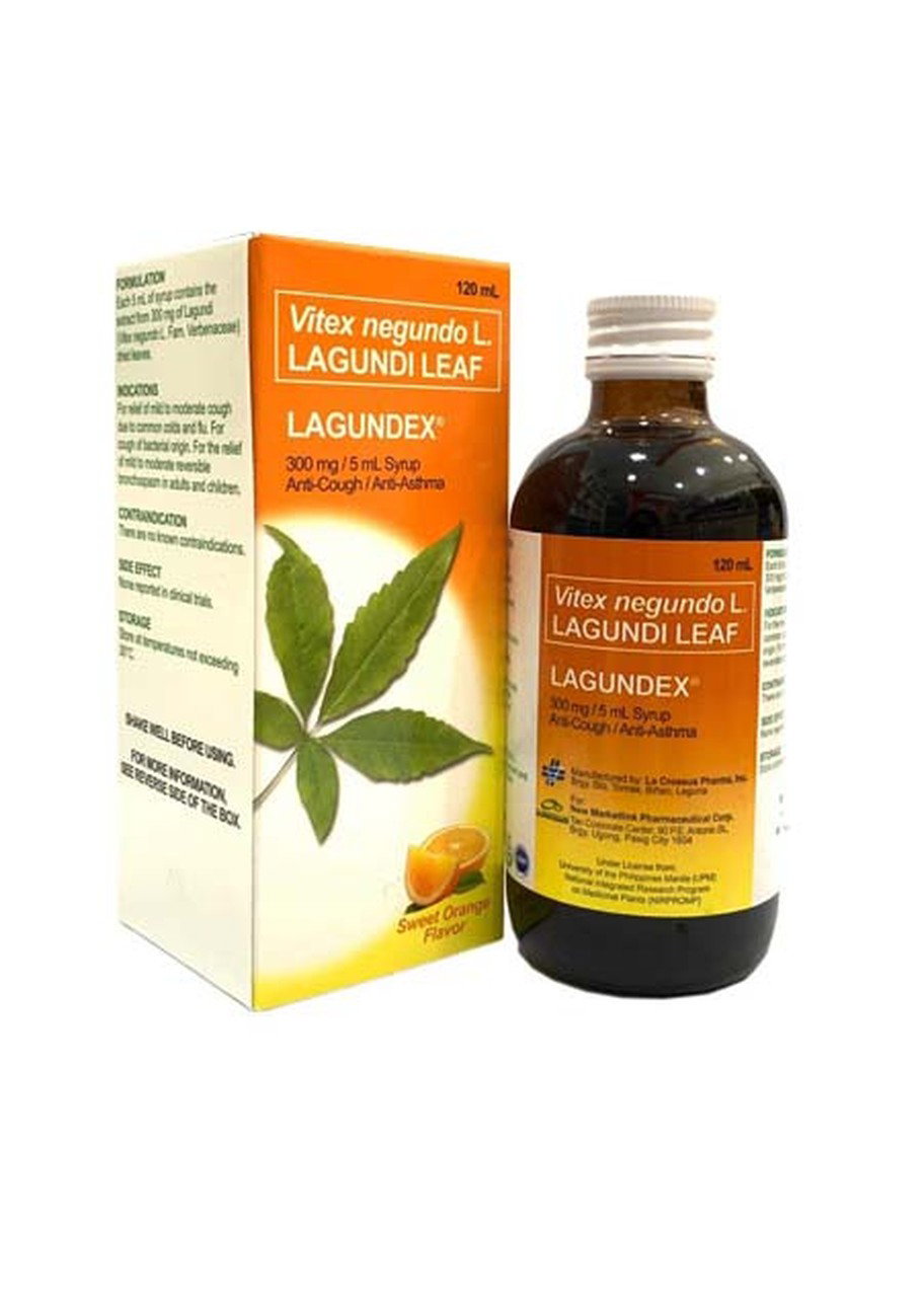 LAGUNDEX Vitex Negundo L. Lagundi Leaf 300mg / 5mL Syrup 120mL Orange ...