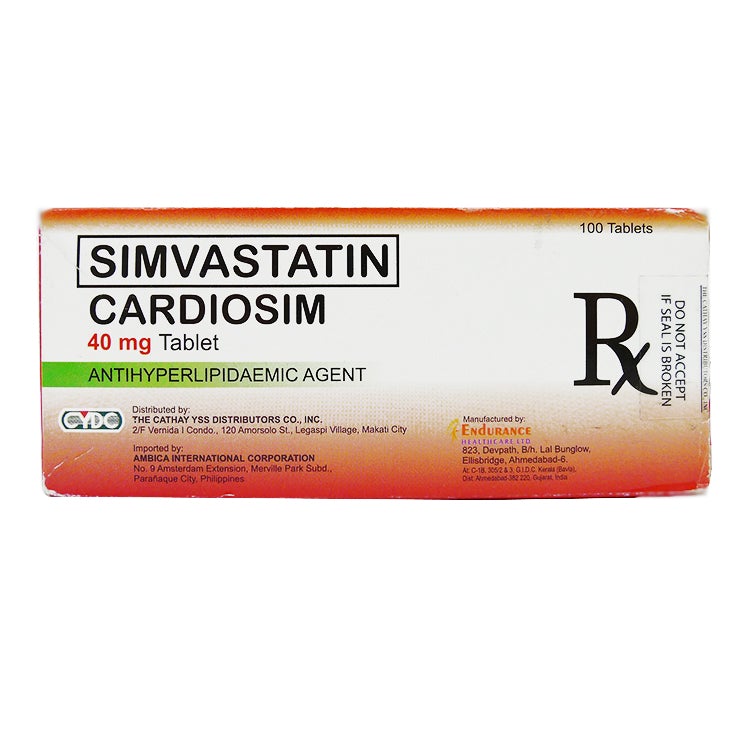 CARDIOSIM Simvastatin 40mg Tablet 1's price in the Philippines | MedsGo ...