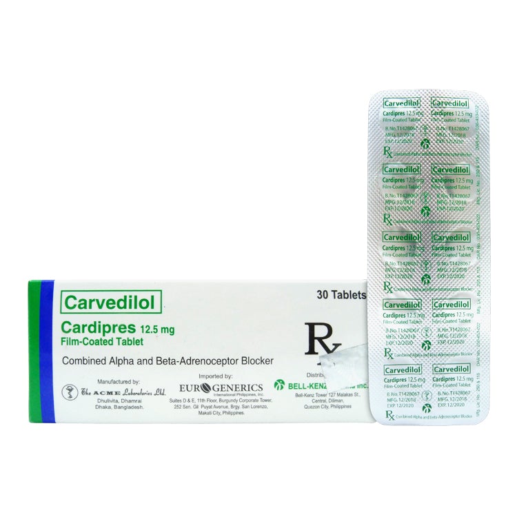 CARDIPRES Carvedilol 12.5mg Film-Coated Tablet 1's price in the ...
