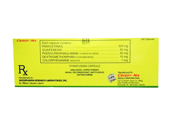 DYNATUSSIN Dextromethorphan Hydrobromide / Guaifenesin / Chlorphenamine ...