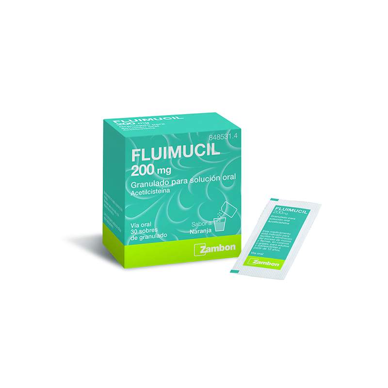 Buy Fluimucil acetylcysteine 200mg granule for solution 1g 1's online ...