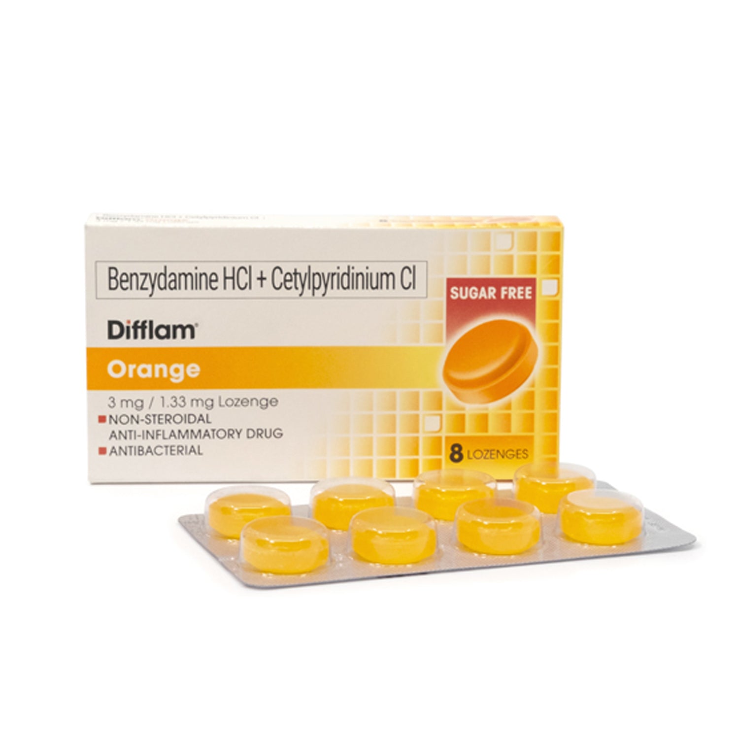 DIFFLAM ORANGE Benzydamine Hydrochloride / Cetylpyridinium Chloride 3mg ...