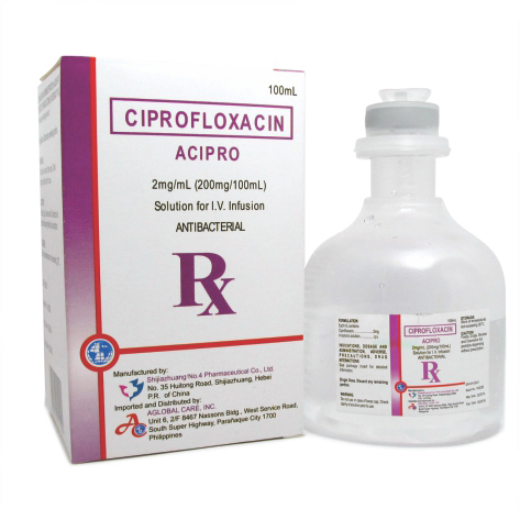 ACIPRO Ciprofloxacin 2mg / mL (200mg / 100mL) Solution for IV Infusion ...