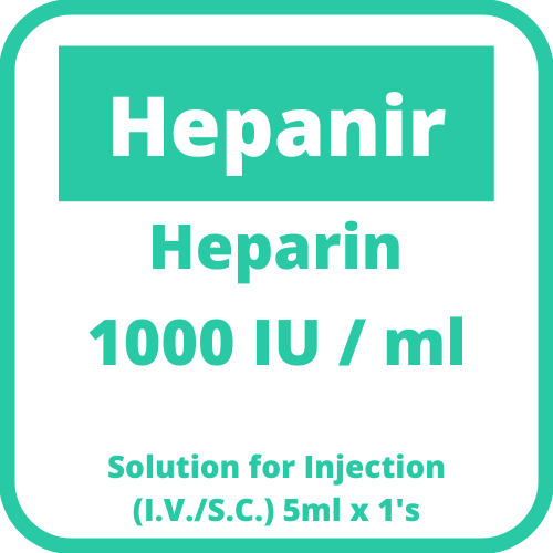 HEPANIR Heparin Sodium 1000IU / mL Solution for IV/SC Injection 5mL 1's ...