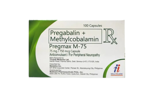 PREGMAX M-75 Pregabalin / Methylcobalamin 75mg / 750mcg Capsule 1's ...