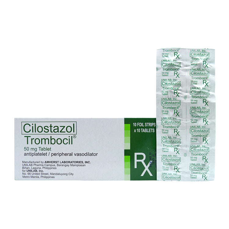 TROMBOCIL Cilostazol 50mg Tablet 1's price in the Philippines | MedsGo ...
