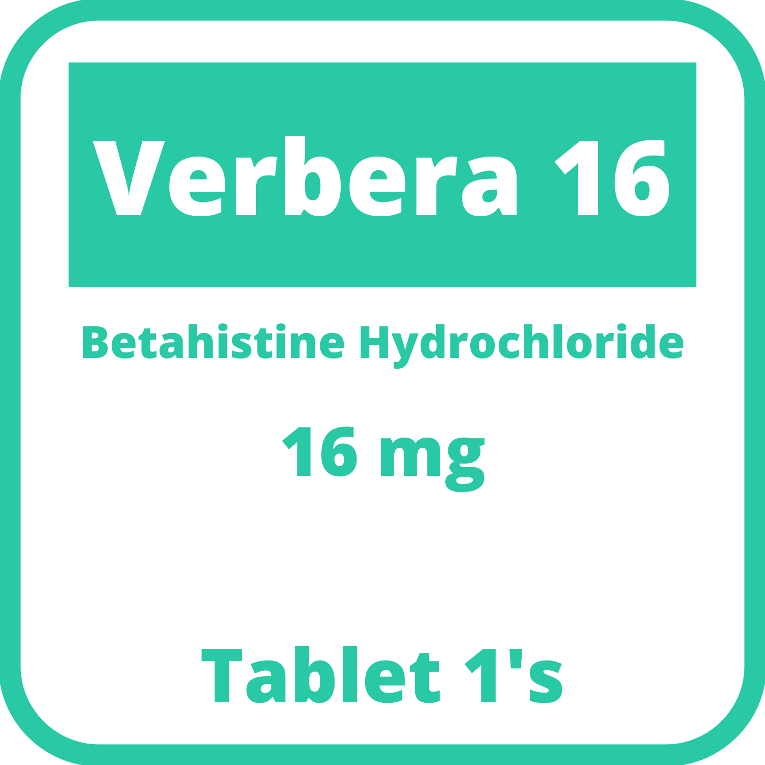 VERBERA 16 Betahistine Hydrochloride 16mg Tablet 1's price in the ...