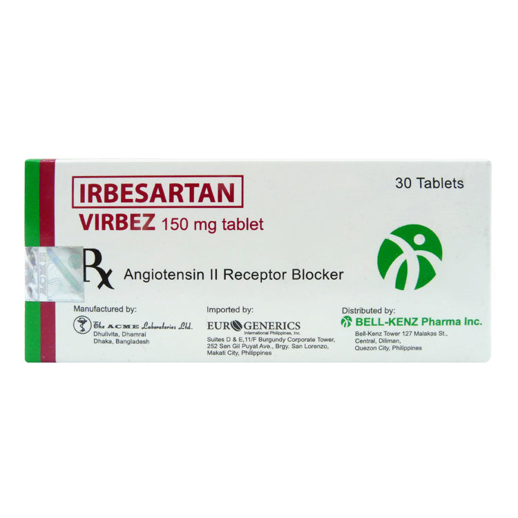 VIRBEZ Irbesartan 150mg Tablet 1's price in the Philippines | MedsGo ...