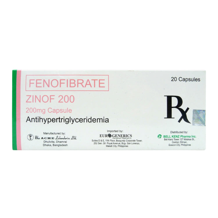 ZINOF 200 Fenofibrate 200mg Capsule 1's price in the Philippines ...