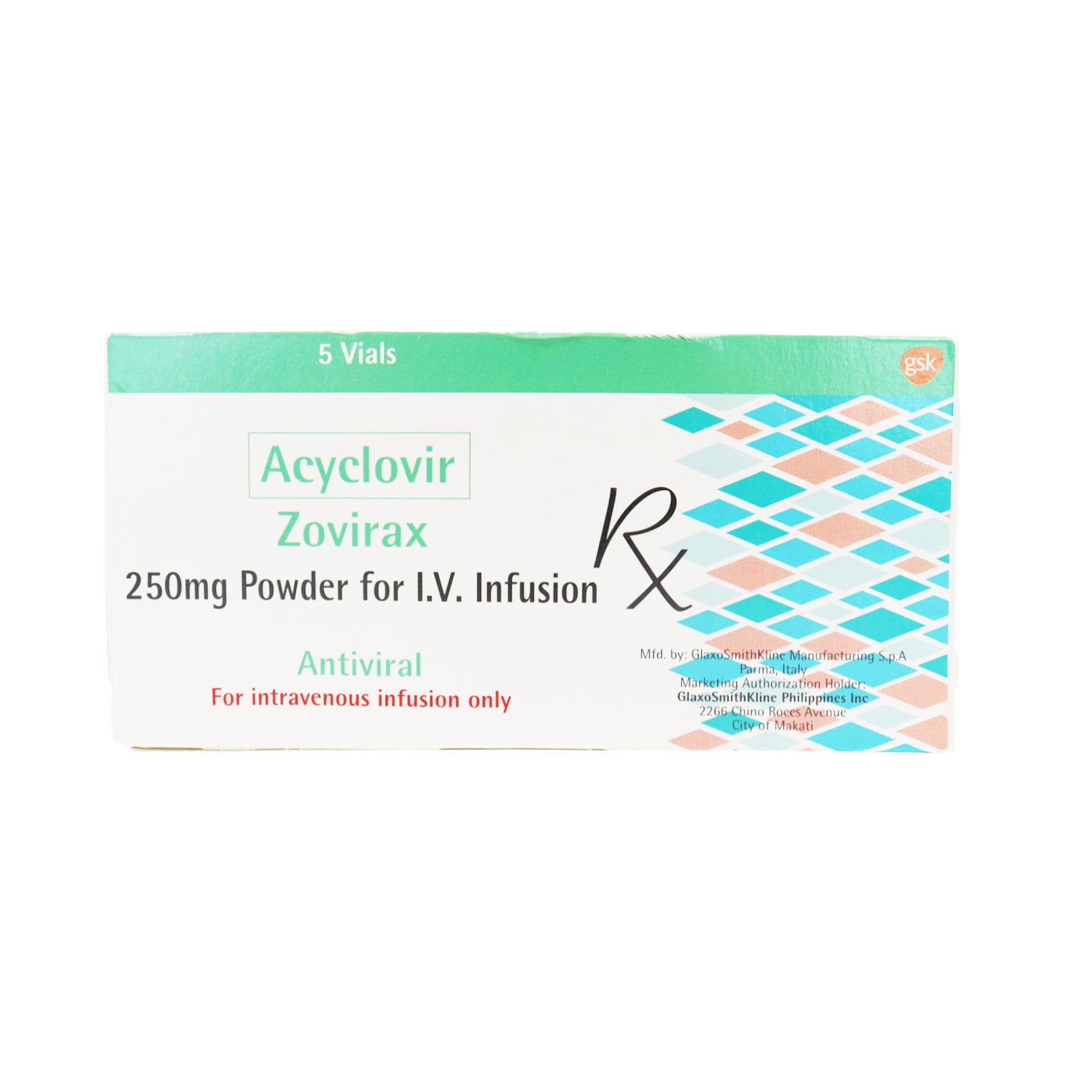 ZOVIRAX Acyclovir 250mg Powder for IV Injection 1's price in the ...