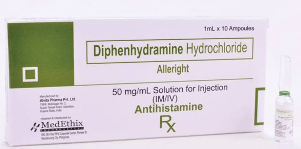 ALLERIGHT Diphenhydramine Hydrochloride 50mg / mL Solution for IM/IV ...