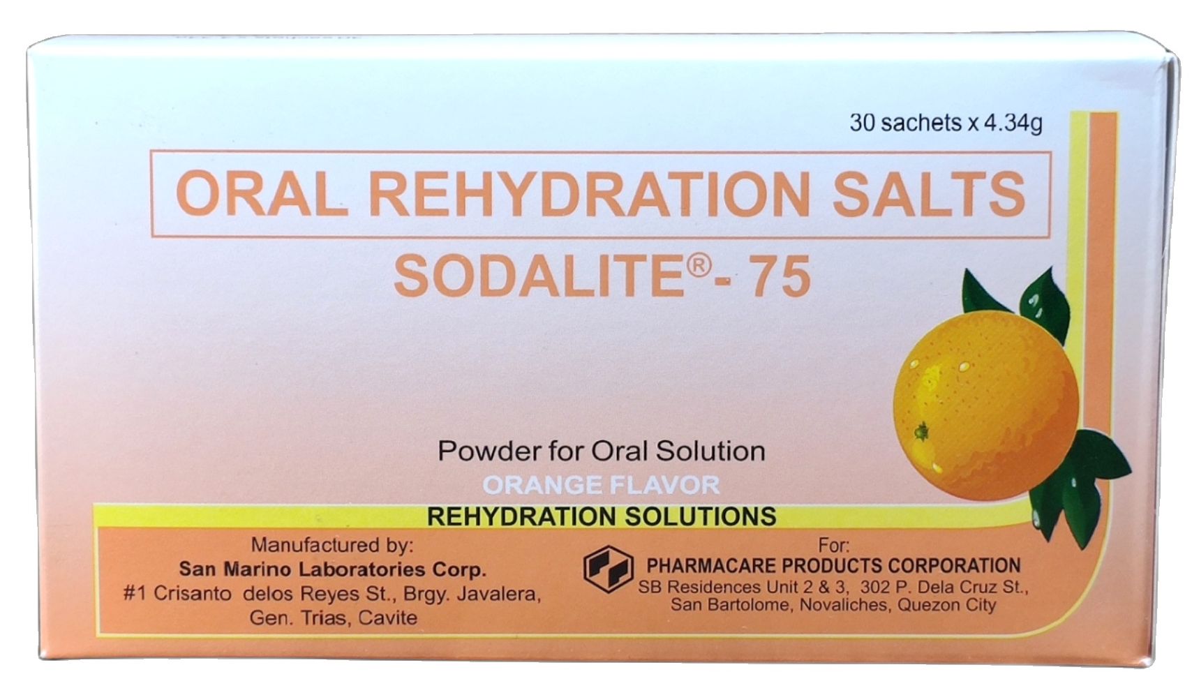 SODALITE-75 Oral Rehydration Salts Powder for Oral Solution 30's Orange ...