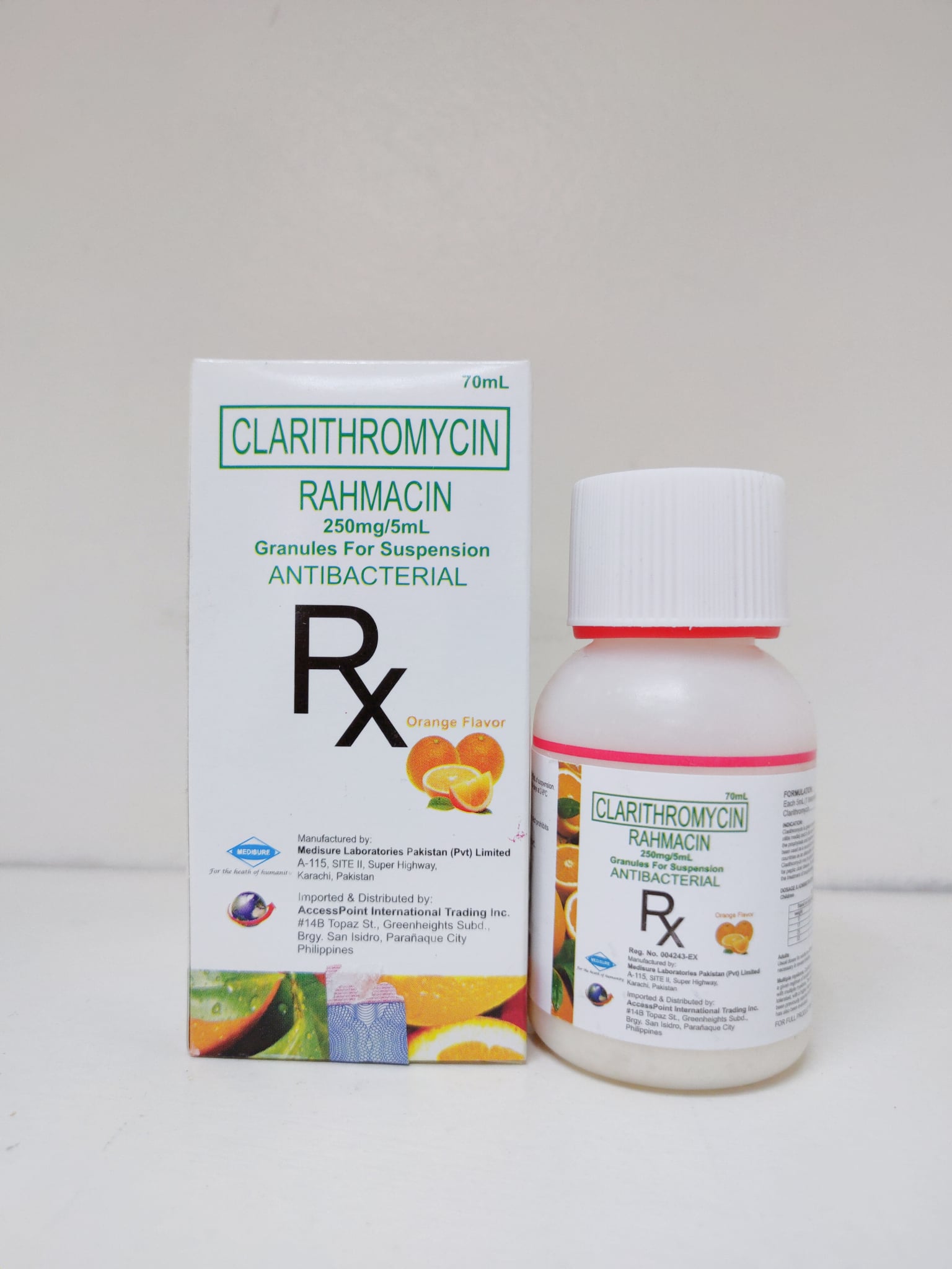 RAHMACIN Clarithromycin 250mg / 5mL Granule for Suspension 70mL Orange ...