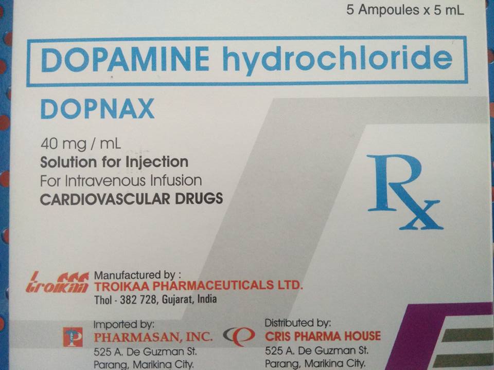 DOPNAX Dopamine Hydrochloride 40mg / mL Solution for IV Infusion 5mL 5 ...