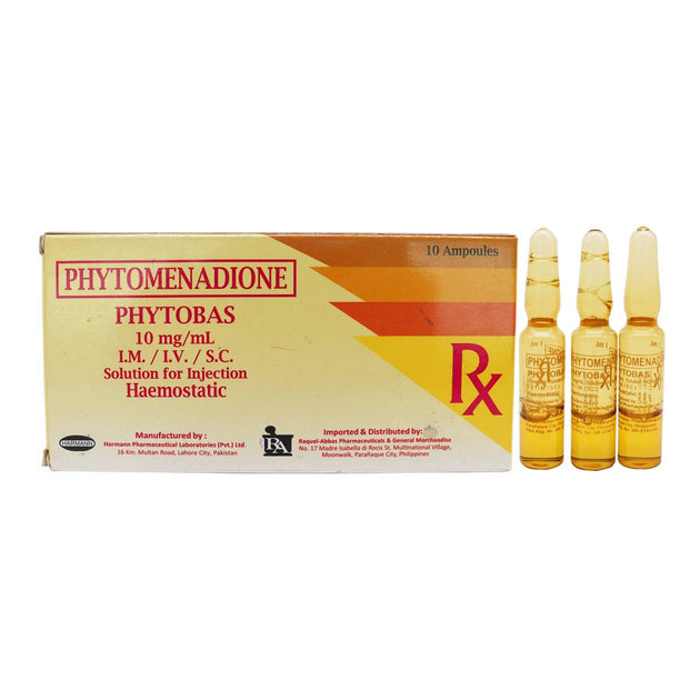PHYTOBAS Phytomenadione 10mg / mL Solution for IM/IV/SC Injection 2mL ...