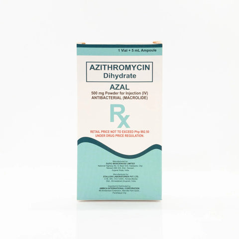 AZAL Azithromycin Dihydrate 500mg Powder for IV Injection 5mL 1's price ...