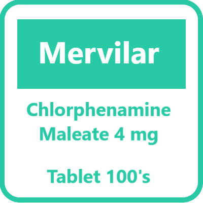 MERVILAR Chlorphenamine Maleate 4mg Tablet 1's price in the Philippines ...