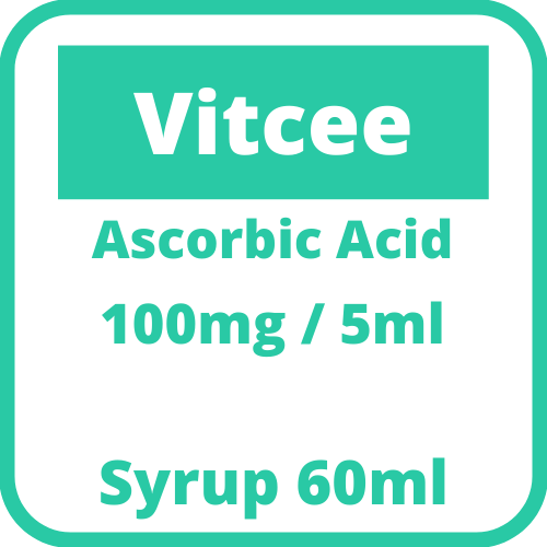 Buy Vitcee ascorbic acid 100mg / 5ml syrup 60ml lemon online with ...