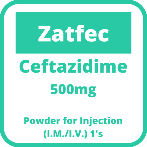 ZATFEC Ceftazidime 500mg Powder for IV/IM Injection 1's price in the ...