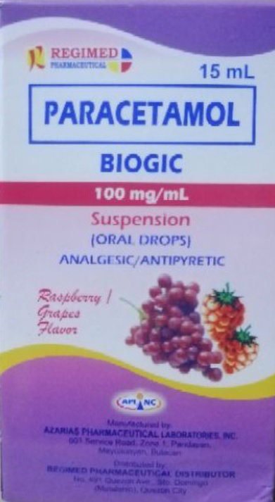 BIOGIC Paracetamol 100mg / mL Suspension (Oral Drops) 15mL Raspberry ...