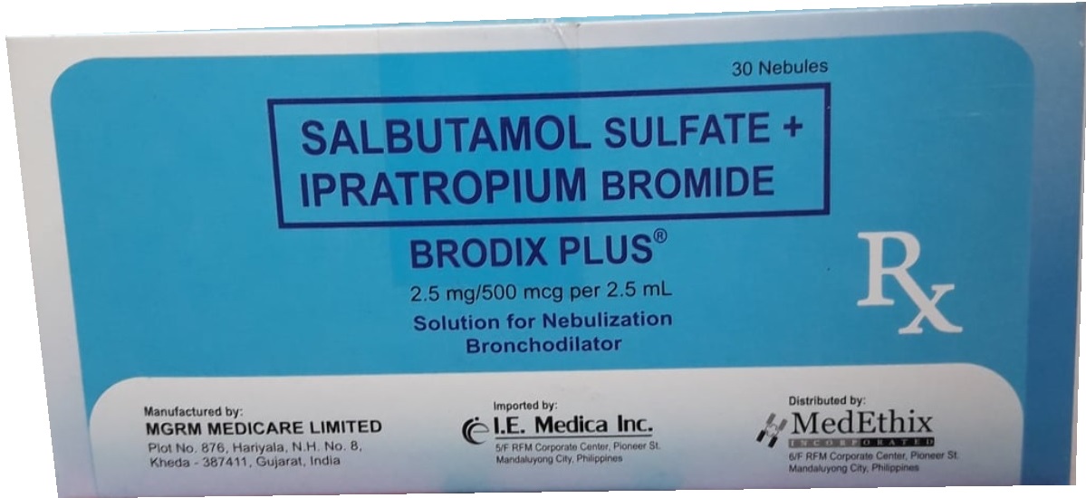BRODIX PLUS Salbutamol Sulfate / Ipratropium Bromide 2.5mg / 500mcg per 2.5mL Solution for ...