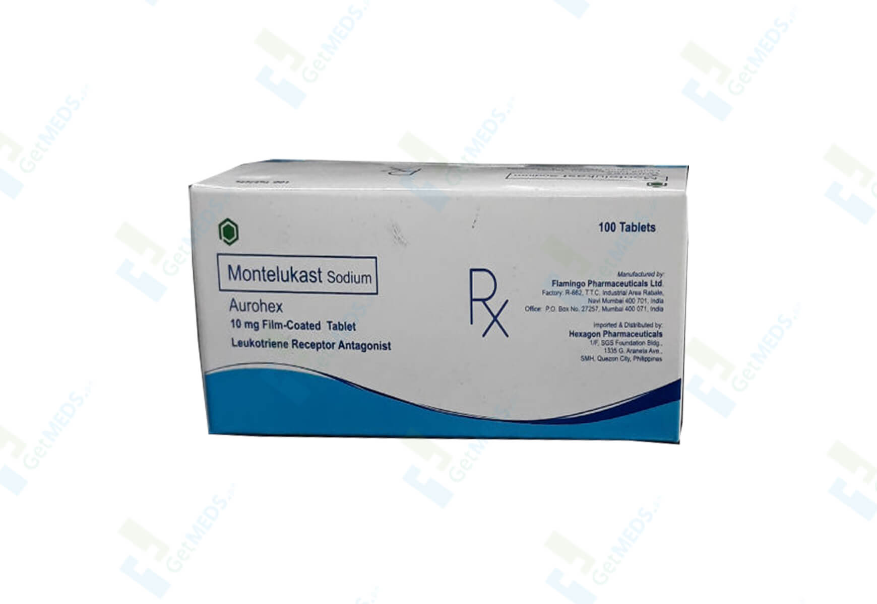 AUROHEX Montelukast Sodium 10mg Film-Coated Tablet 100's price in the ...