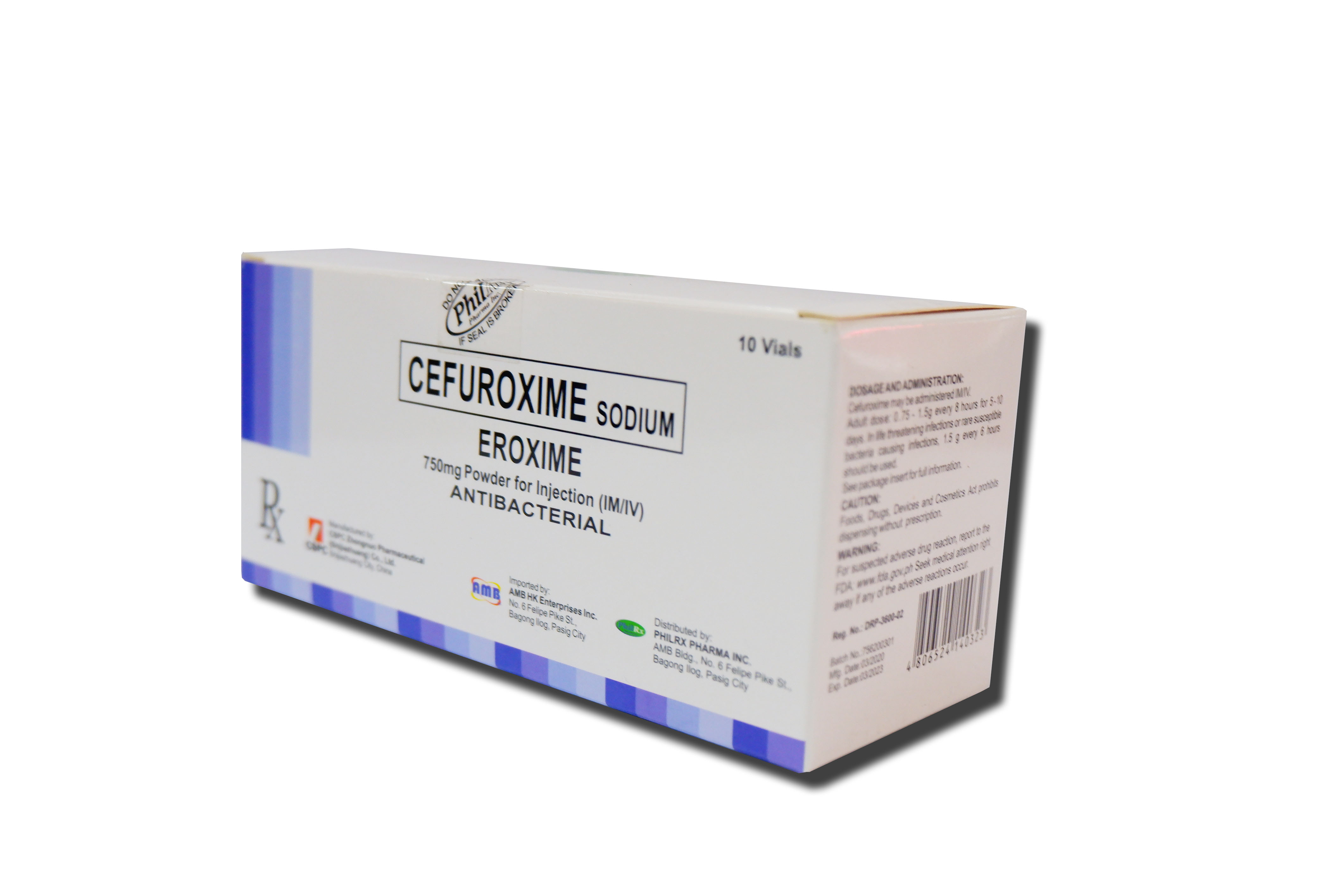 EROXIME Cefuroxime Sodium 750mg Powder for IM/IV Injection 10mL 1's price in the Philippines ...
