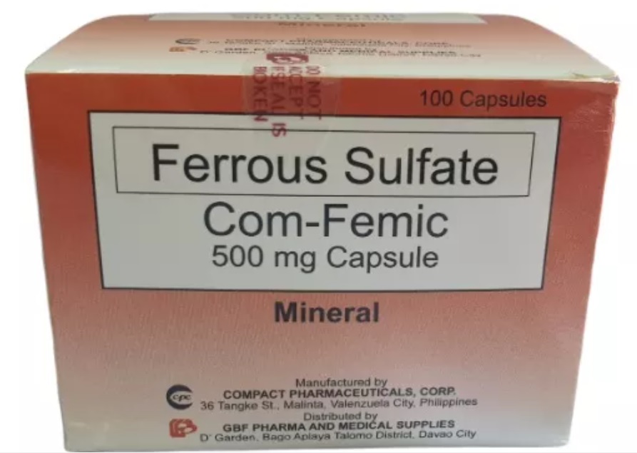 COM-FEMIC Ferrous Sulfate 500mg Capsule 100's price in the Philippines ...