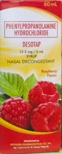 DESOTAP Phenylpropanolamine Hydrochloride 12.5mg / 5mL Syrup 60mL ...
