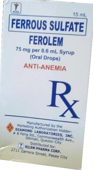 FEROLEM Ferrous Sulfate 75mg / 0.6mL Syrup (Oral Drops) 15mL price in ...
