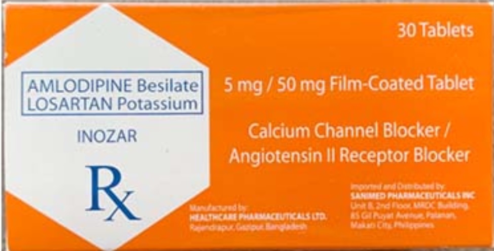 INOZAR Amlodipine Besilate / Losartan Potassium 5mg / 50mg Film-Coated ...