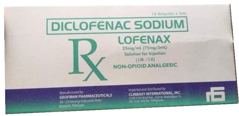 LOFENAX Diclofenac Sodium 25mg / mL Solution for IM/IV Injection 3mL 10 ...