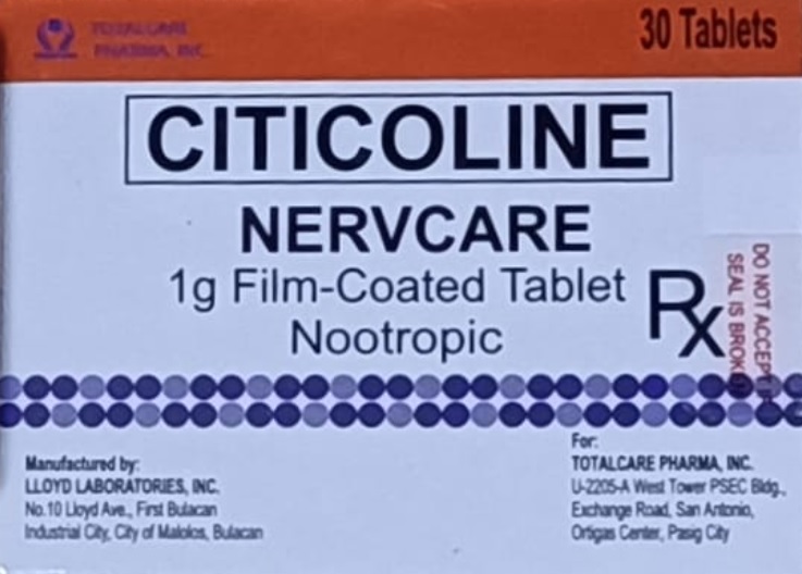 NERVCARE Citicoline Sodium 1g Film-Coated Tablet 30's price in the ...