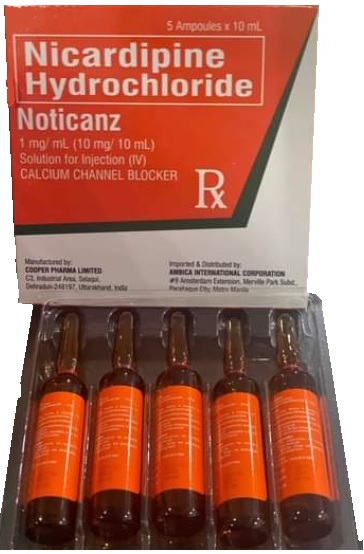 NOTICANZ Nicardipine Hydrochloride 1mg / mL (10mg / 10mL) Solution for ...